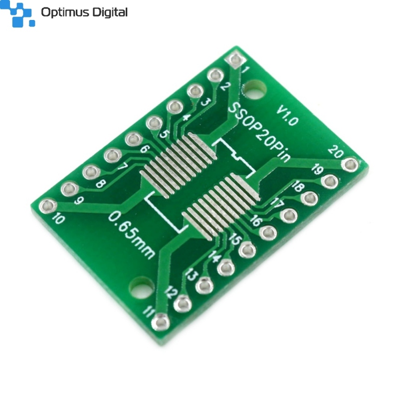 PCB Adaptor SOP20, SSOP20 și TSSOP20 către DIP - Optimus Digital